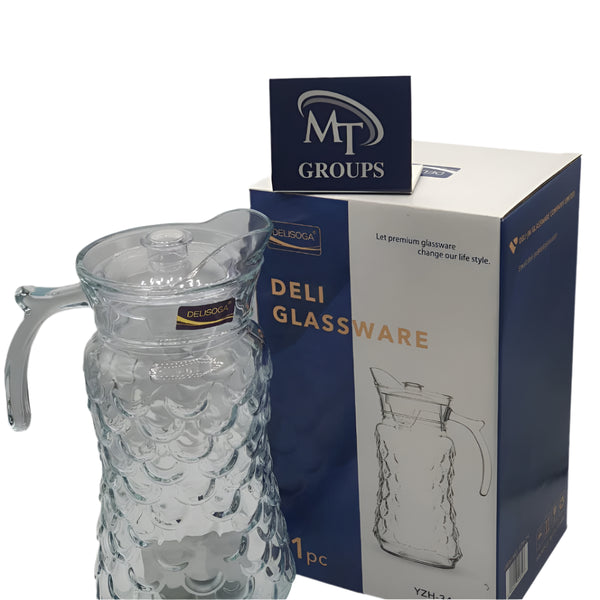 Delisoga® Premium Glass Serving Jug with Lid – 1.7L | Elegant Water Pi ...