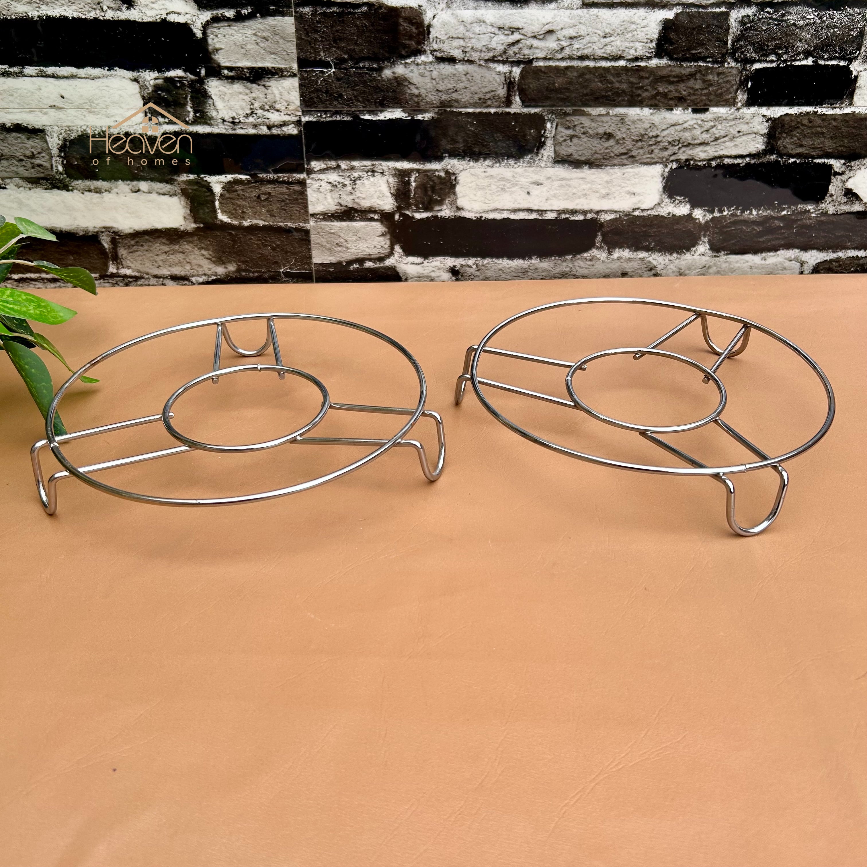 Set of 2 Stainless Steel Round Heat Resistant Hot Pot And Pan Stand ...
