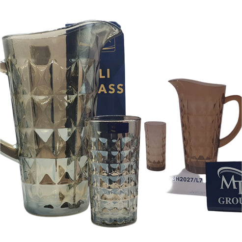 Delisoga® 7-Piece Gold Trimmed Premium Glass Drinkware Set – 1 Jug & 6 ...